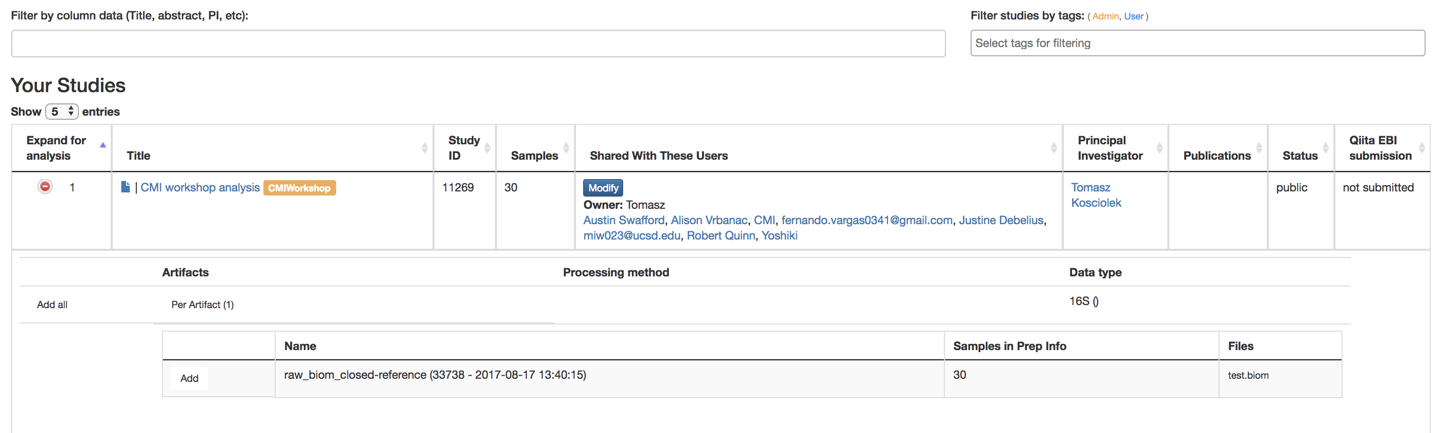 Analyzing Samples — qiita 2022.04 documentation